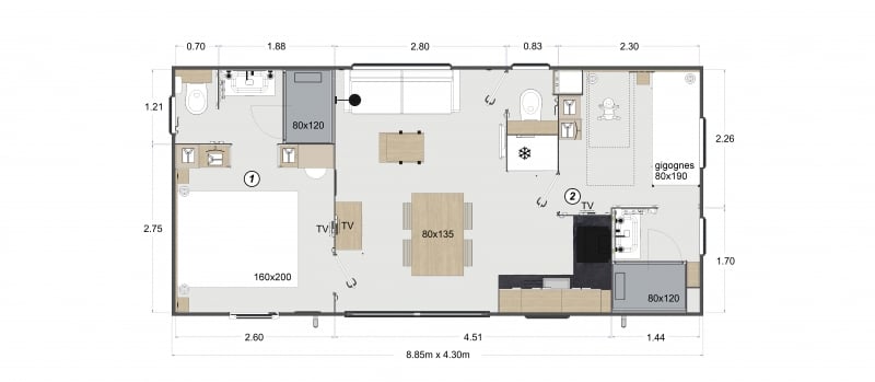 Mobil-Home Rapidhome 2 chambres EV820 | Mobils Diffusion